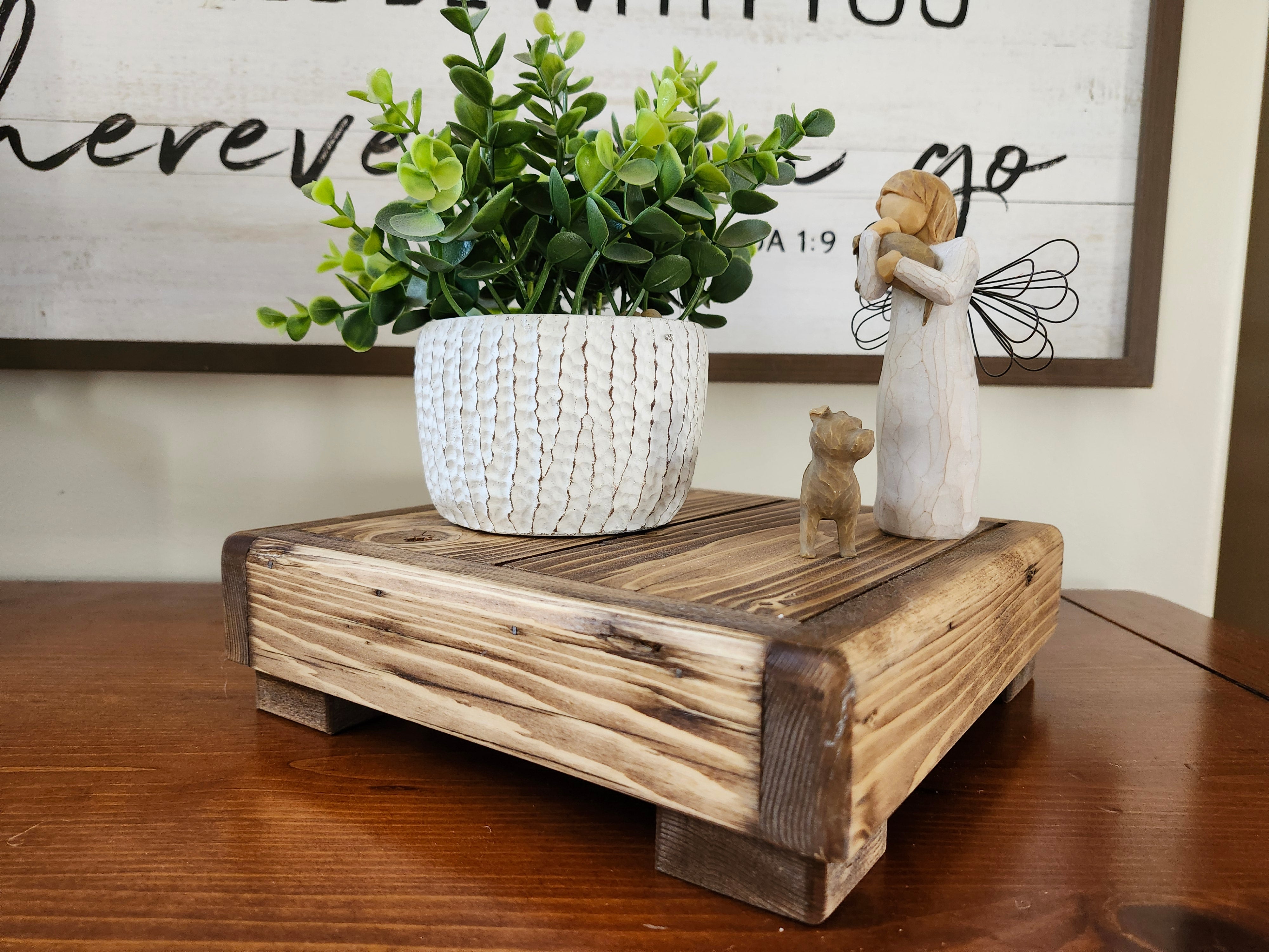 Table Top Display| Wood Serving Tray| Wood Centerpieces | Square Stand